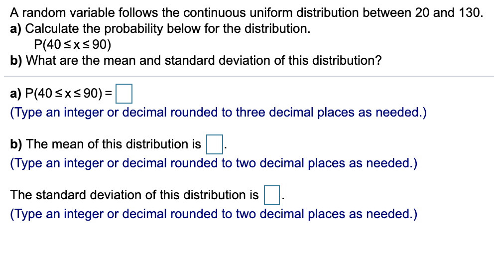 Solved A Random Variable Follows The Continuous Uniform 1754