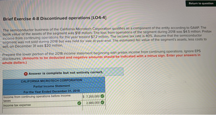 Solved Return to question Brief Exercise 4-8 Discontinued | Chegg.com