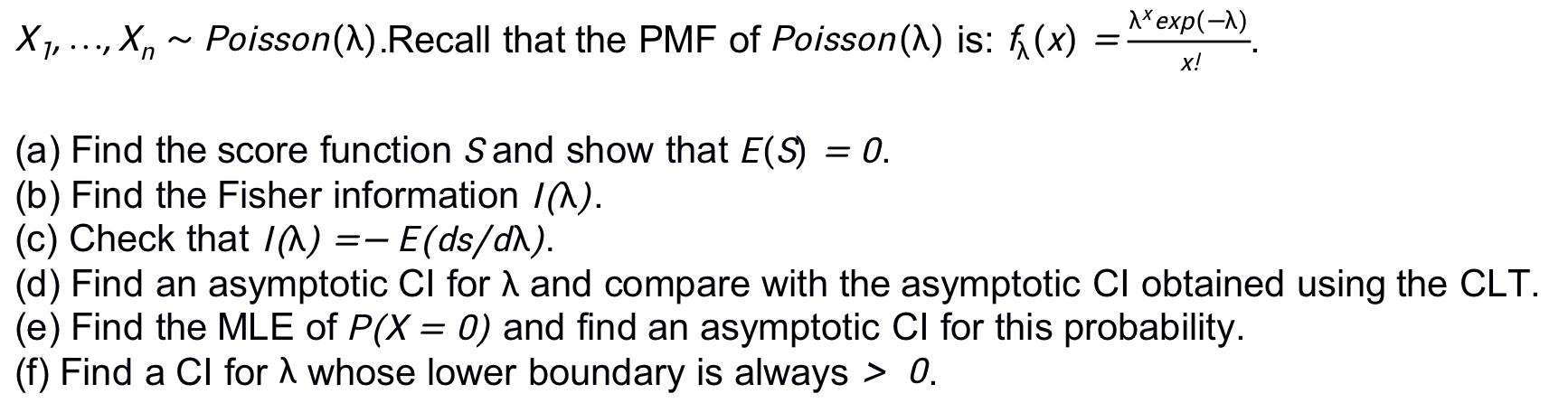Solved W*exp(-1) X, ..., X, ~ Poisson().Recall that the PMF | Chegg.com