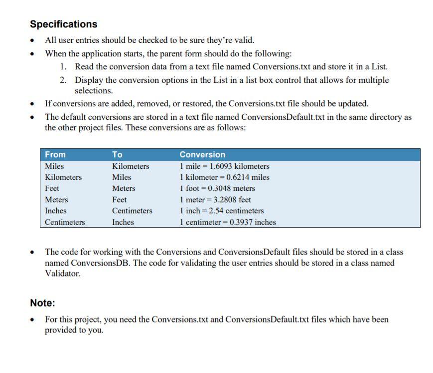 Calculate conversions For this project, you'll | Chegg.com