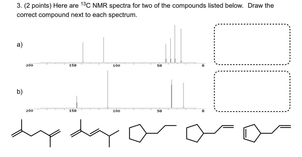 Solved 3. (2 points) Here are 13C NMR spectra for two of the | Chegg.com