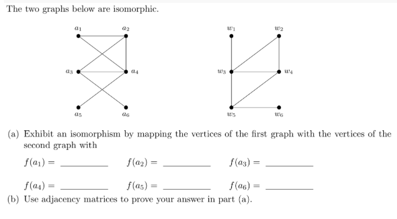 Solved The two graphs below are isomorphic. a1 a2 W1 W2 03 | Chegg.com