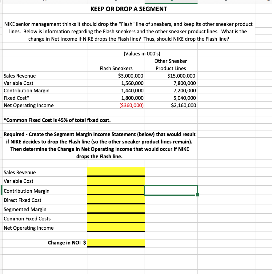 Solved KEEP OR DROP A SEGMENT NIKE senior management thinks | Chegg.com