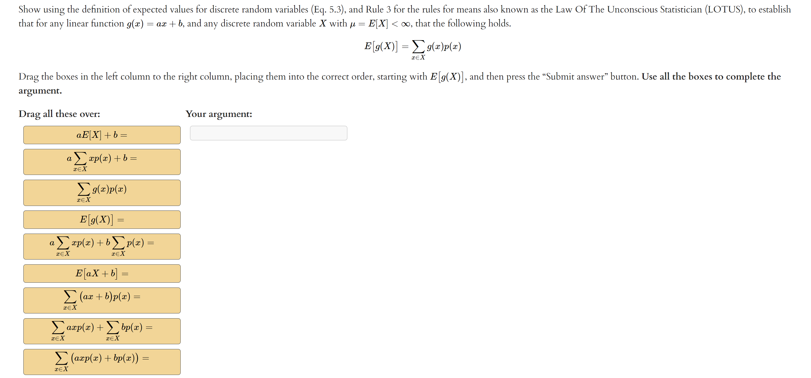 Solved that for any linear function g(x)=ax+b, ﻿and any | Chegg.com