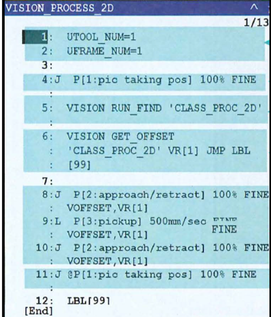 VISION PROCESS 2D 1/13 1: UTOOL NUM=1 2: UFRAME NUM=1 | Chegg.com
