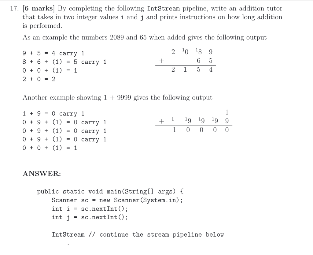17. [6 marks) By completing the following IntStream | Chegg.com