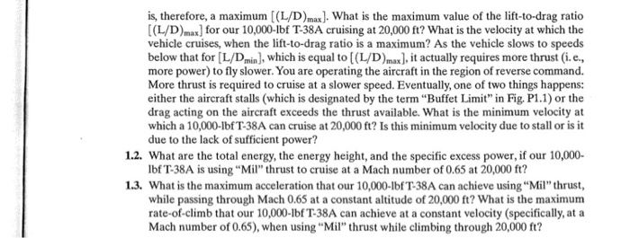 is, therefore, a maximum [(L/D)]. What is the maximum | Chegg.com