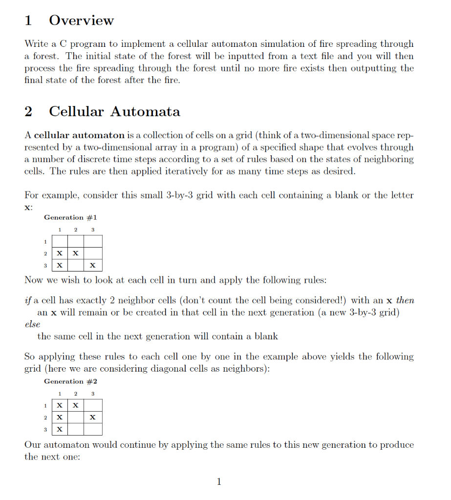 1 Overview Write a C program to implement a cellular | Chegg.com