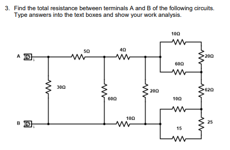 Solved Find the total resistance between terminals A and B | Chegg.com