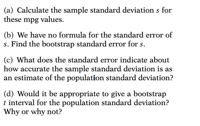 (a) Calculate the sample standard deviation s for | Chegg.com