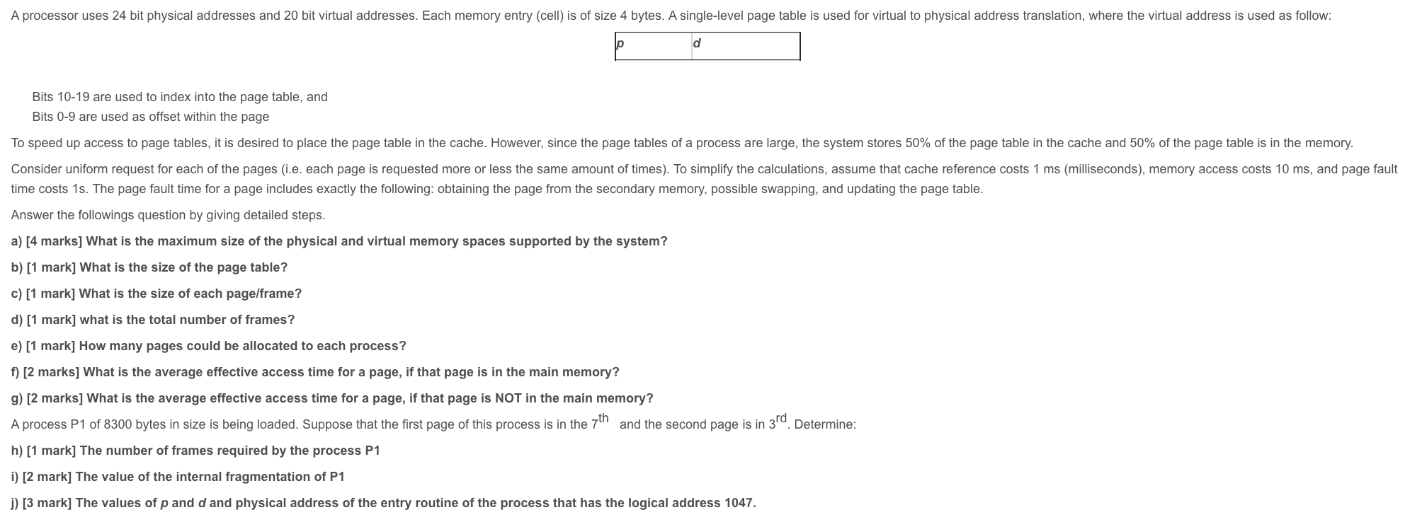 Solved A processor uses 24 bit physical addresses and 20 bit | Chegg.com