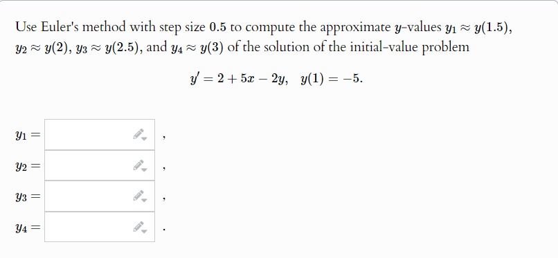 Solved Use Euler's method with step size 0.5 ﻿to compute the | Chegg.com