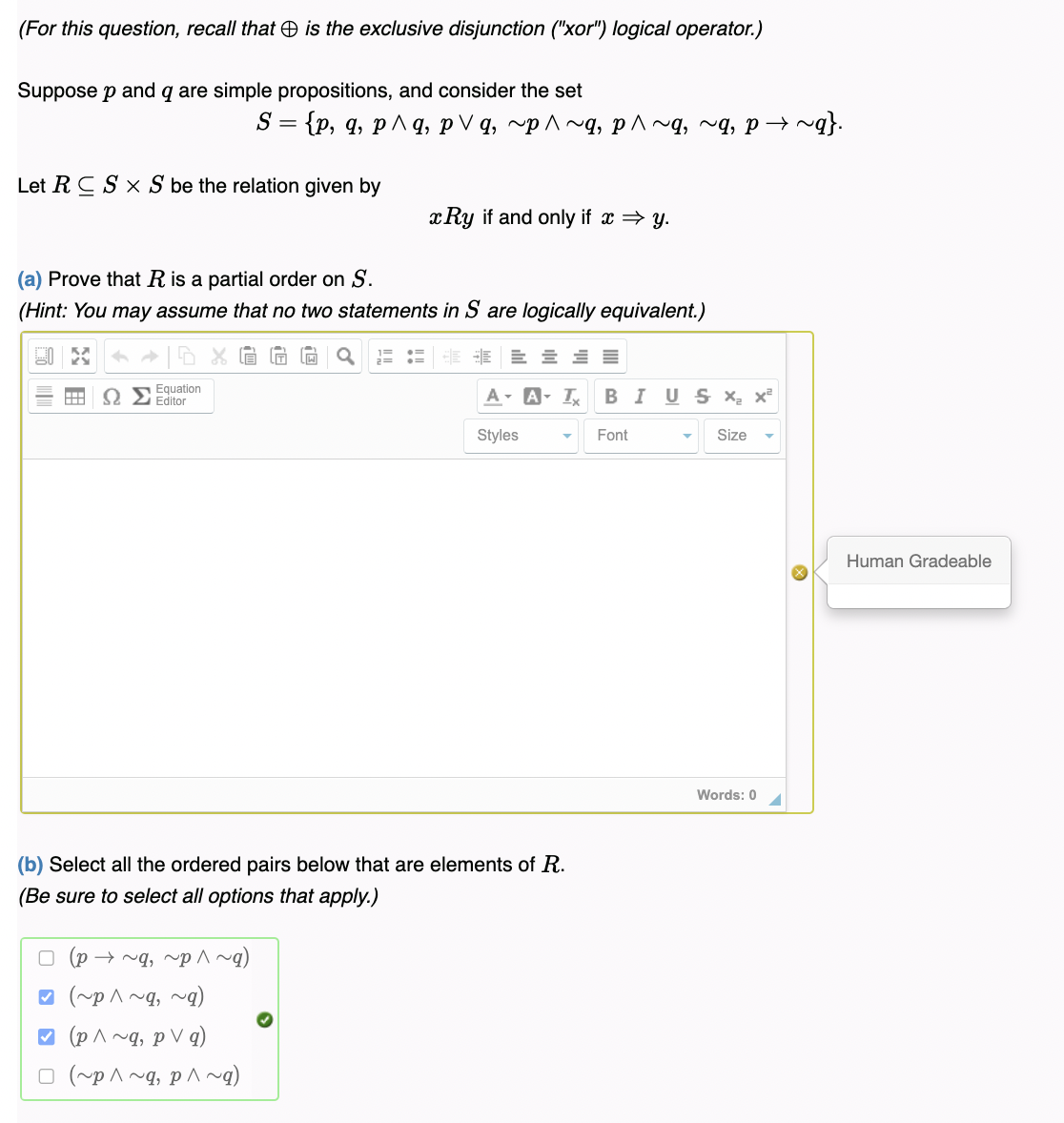 Solved (For this question, recall that ⊕ is the exclusive | Chegg.com