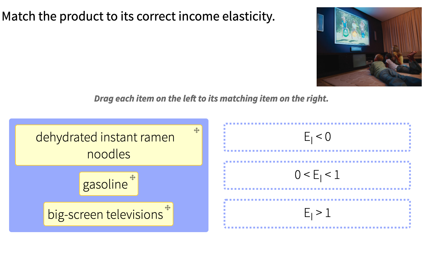Solved Match the product to its correct income elasticity. | Chegg.com