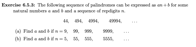 Solved Exercise 6.5.3: The following sequence of palindromes | Chegg.com
