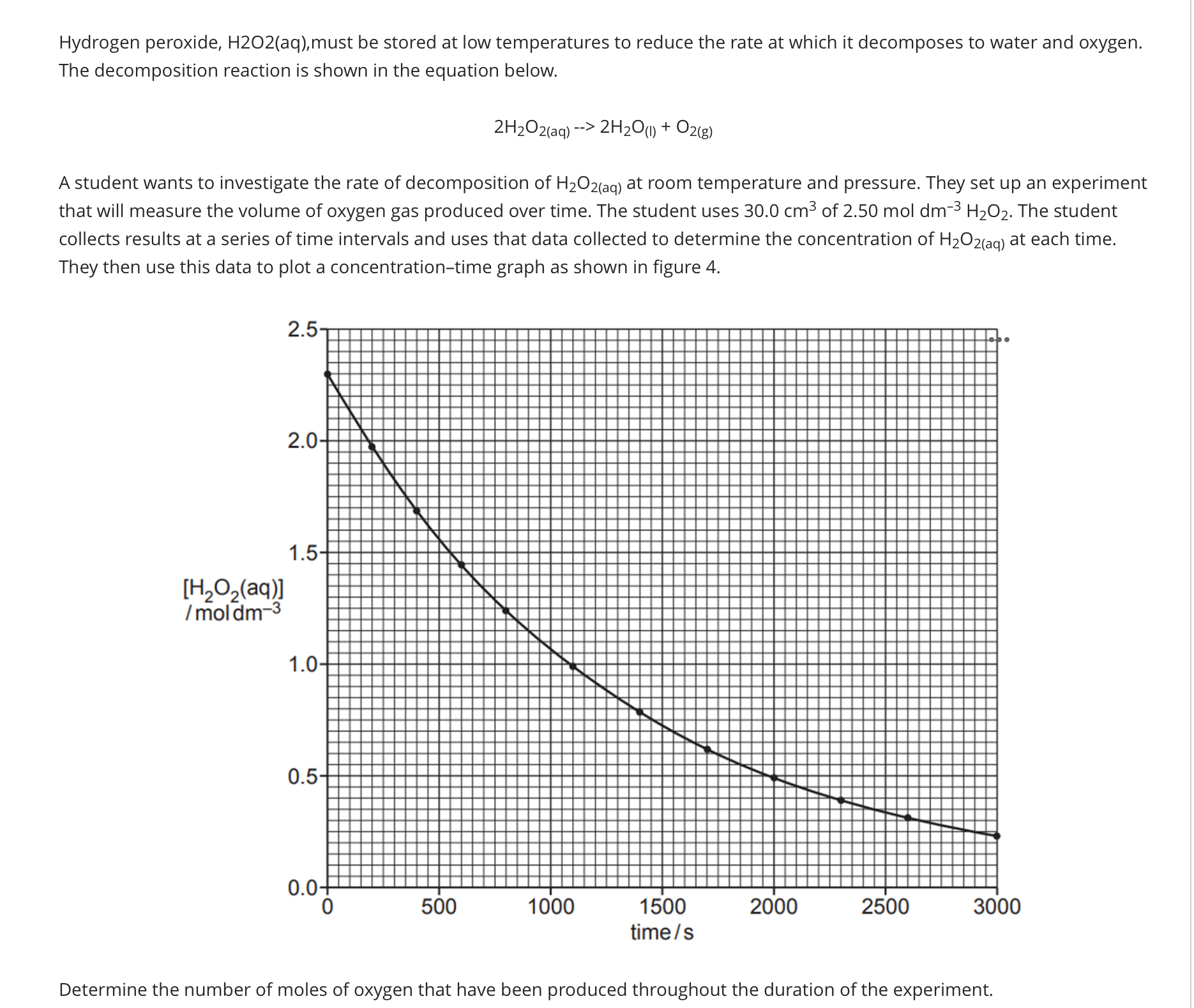 Solved Hydrogen peroxide, H2O2(aq), ﻿must be stored at low | Chegg.com