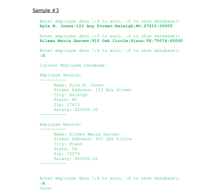 Solved Program 1: Employee Database (100 points) Write a | Chegg.com Solved Program 1: Employee Database (100 points) Write a | Chegg.com