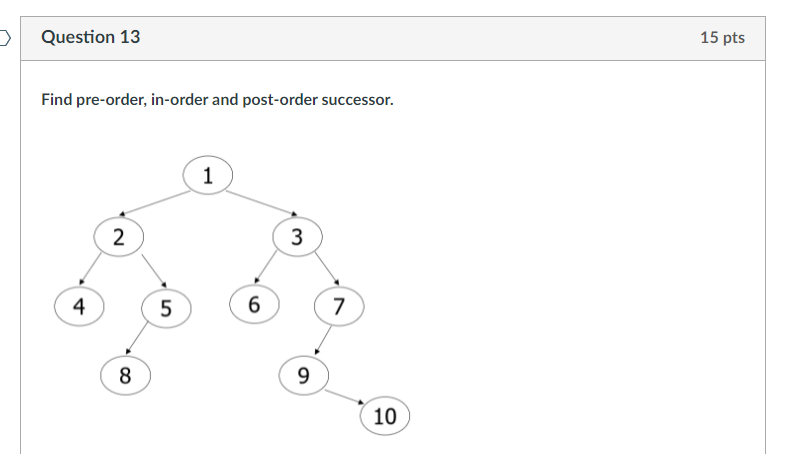 Solved Question 13 15 pts Find pre-order, in-order and | Chegg.com