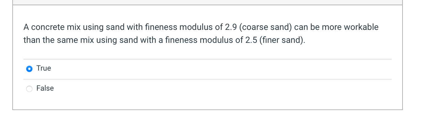 Solved A concrete mix using sand with fineness modulus of | Chegg.com
