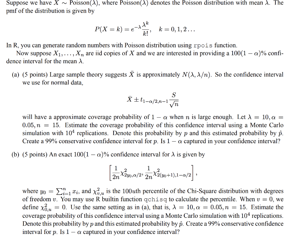 Suppose we have X ~ Poisson(A), where Poisson) | Chegg.com