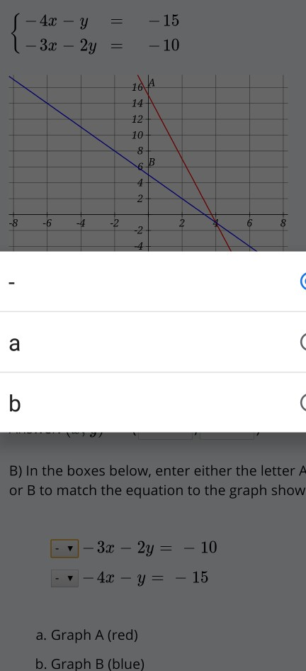 Solved -4x15 -10 3x - 2y 14 12 10- 8 4 2 8 10 12 14 16 A) | Chegg.com