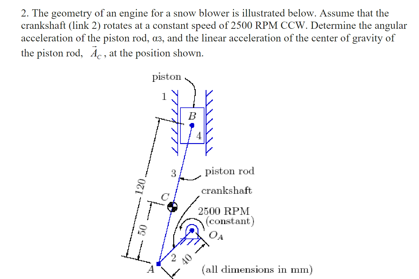 2. The geometry of an engine for a snow blower is | Chegg.com