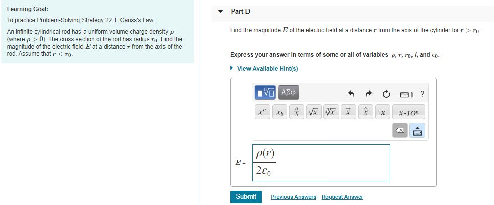 Solved Learning Goal: Part D To practice Problem-Solving | Chegg.com