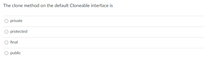Solved The clone method on the default Cloneable interface | Chegg.com