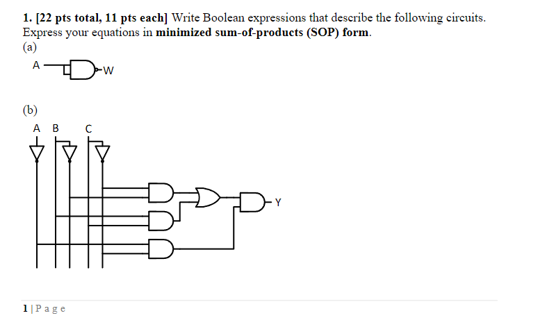 Solved 1. [22 pts total, 11 pts each] Write Boolean | Chegg.com