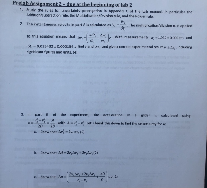 Solved Prelab Assignment 2 - due at the beginning oflab 2 1. | Chegg.com
