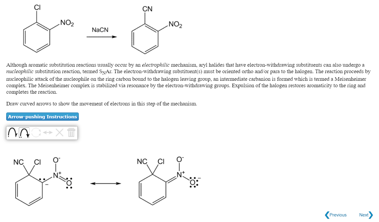 Solved CN NO2 NO2 م = م NaCN Although aromatic substitution | Chegg.com