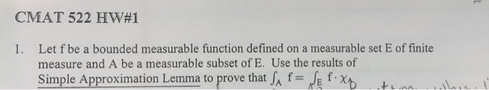 Solved Let F Be A Bounded Measurable Function Defined On A