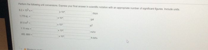 Solved Perform the following unit conversions. Express your | Chegg.com