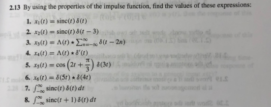 Solved 2.13 By using the properties of the impulse function, | Chegg.com