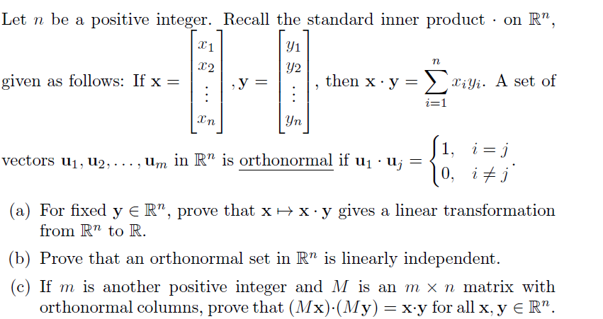 Solved Let n be a positive integer. Recall the standard | Chegg.com