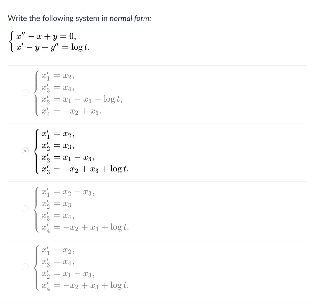 Solved Write the following system in normal form: | Chegg.com