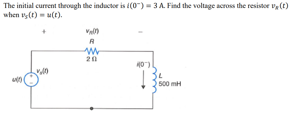 Solved The initial current through the inductor is i(0−)=3 | Chegg.com