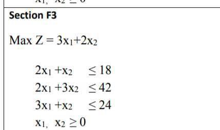 Solved Section F3 Max Z = 3x1+2x2 2x1+x2