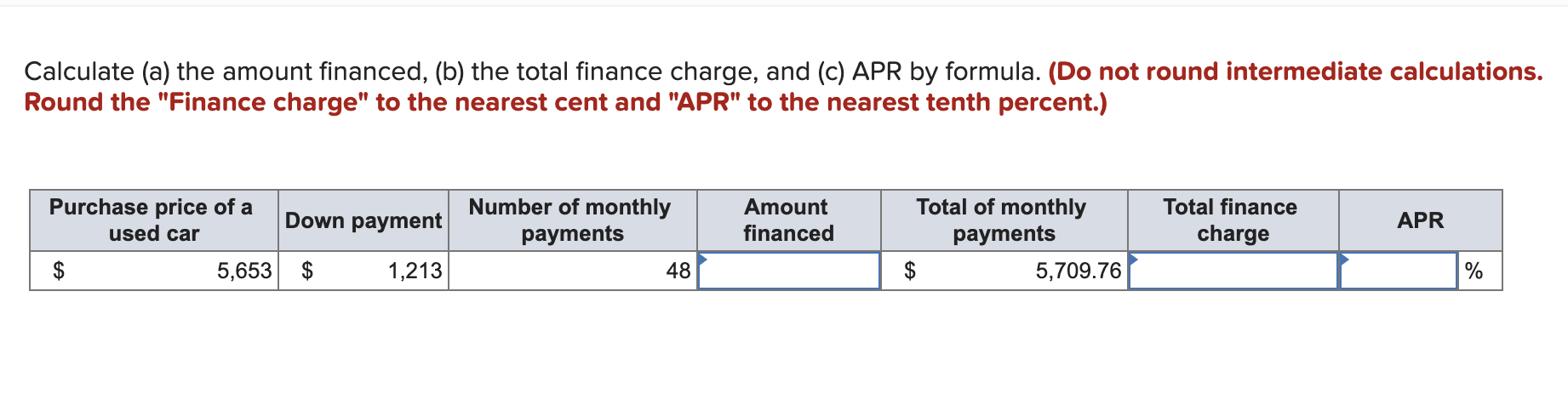Solved Calculate (a) the amount financed, (b) the total | Chegg.com