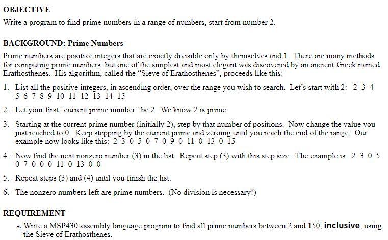 Solved OBJECTIVE Write a program to find prime numbers in a | Chegg.com