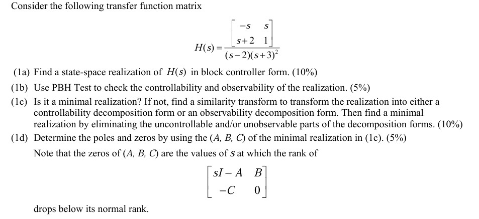 Solved Consider the following transfer function | Chegg.com