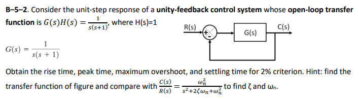 Solved B-5-2. Consider the unit-step response of a | Chegg.com