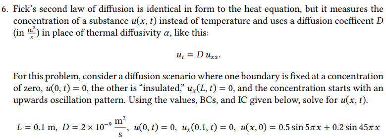 Solved For this problem, consider a diffusion scenario where | Chegg.com