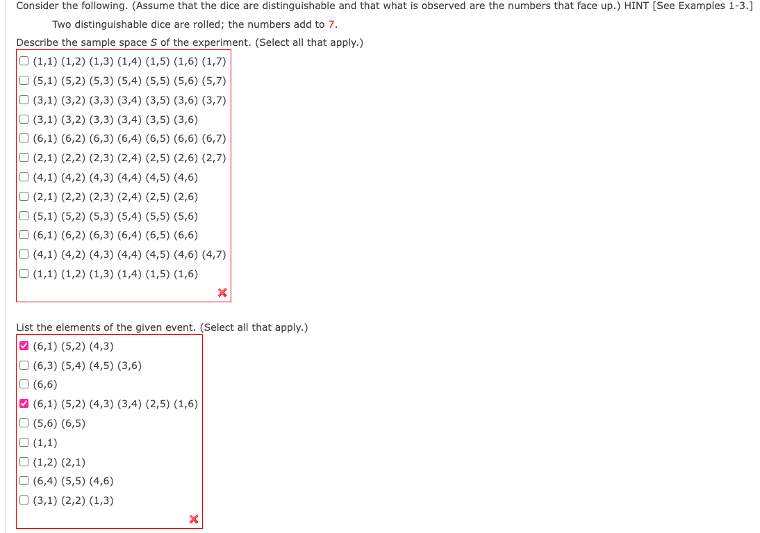 Solved Consider the following. (Assume that the dice are | Chegg.com