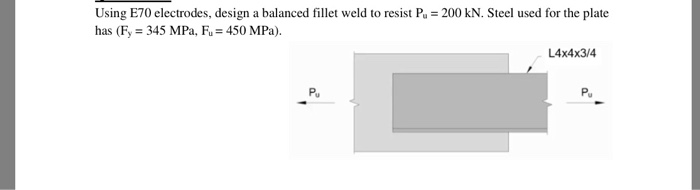 Solved Using E70 electrodes, design a balanced fillet weld | Chegg.com