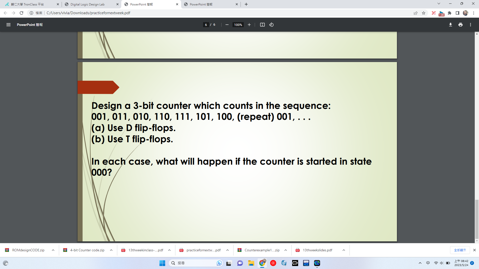 Solved Design a 3-bit counter which counts in the sequence: | Chegg.com