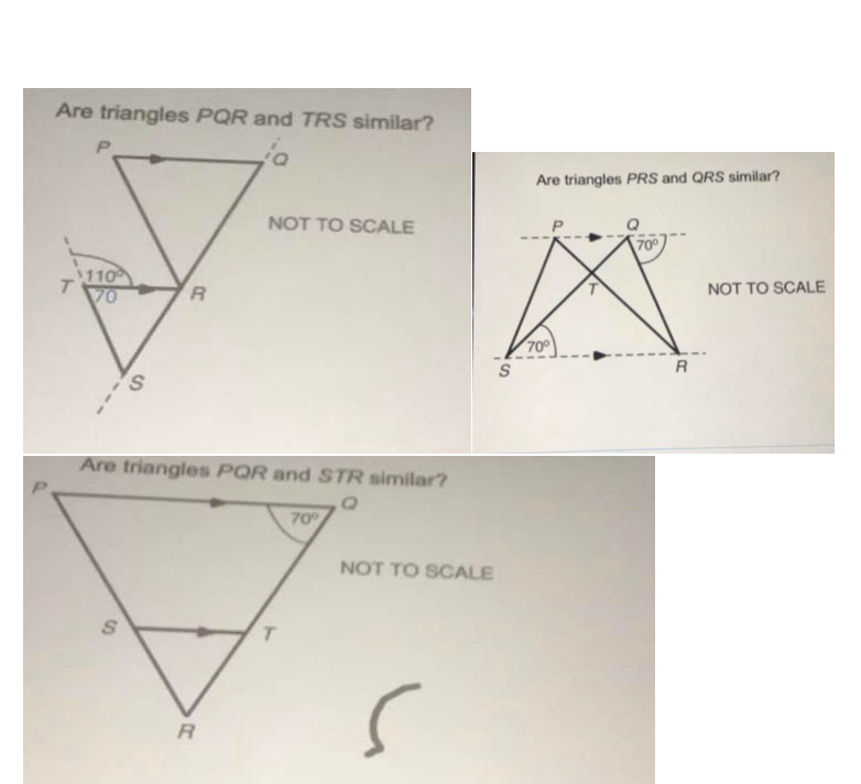Solved Are triangles PQR and TRS similar? sia Are triangles | Chegg.com