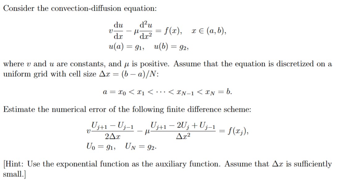 Solved Consider the convection-diffusion | Chegg.com