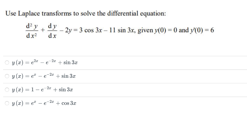 Solved Use Laplace transforms to solve the differential | Chegg.com