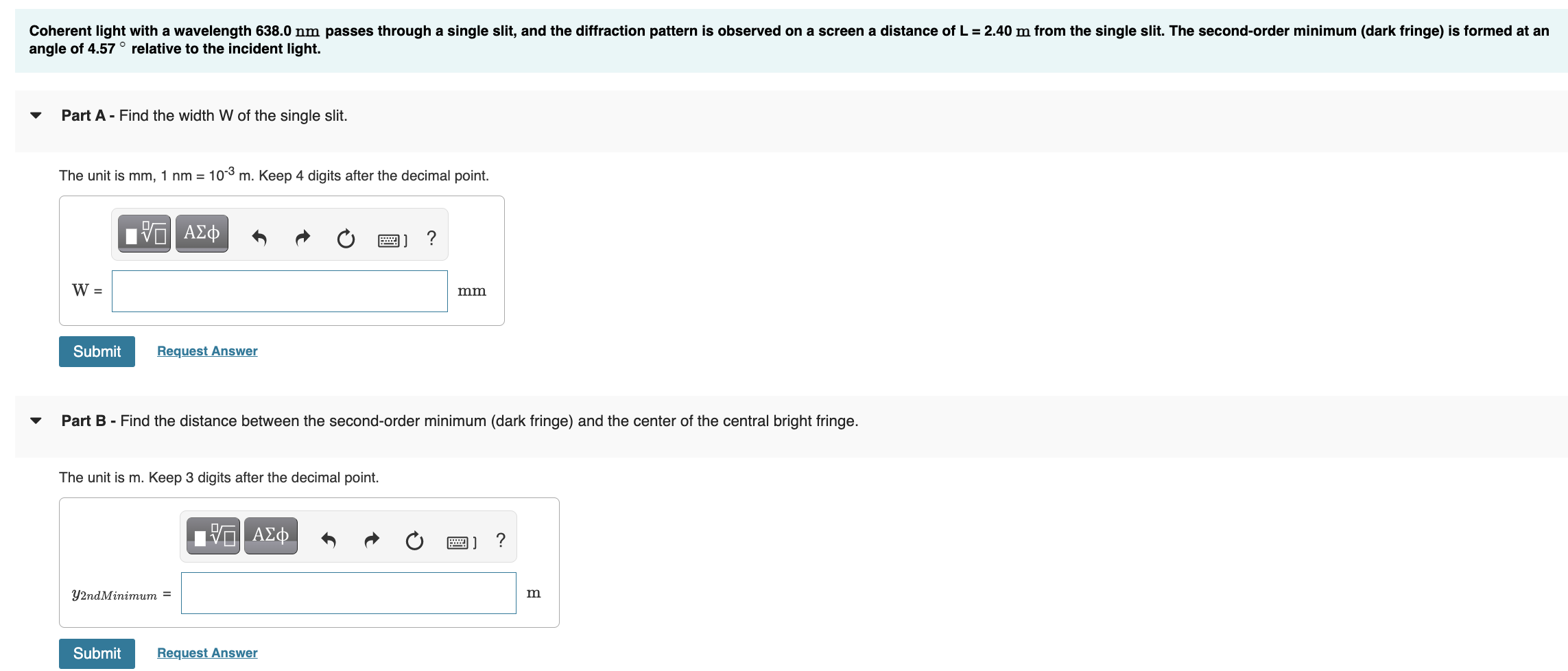 Solved The general single-slit experiment is shown in Single | Chegg.com